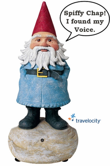 8.5" Travelocity TALKING Gnome only $46.95 at Garden Fun