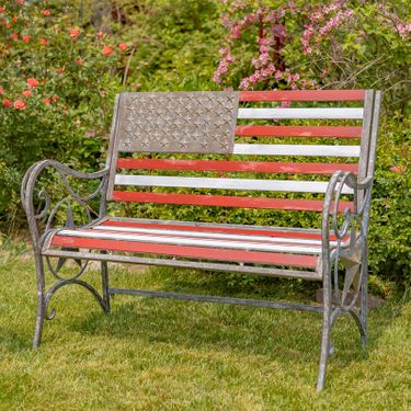 American Flag Iron Garden Bench only $514.99 at Garden Fun