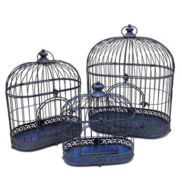 Antique Blue Bird Cage Decorations (Set of 3) only $285.99 at Garden Fun