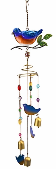 Blue Bird Wind Chime with Jewels