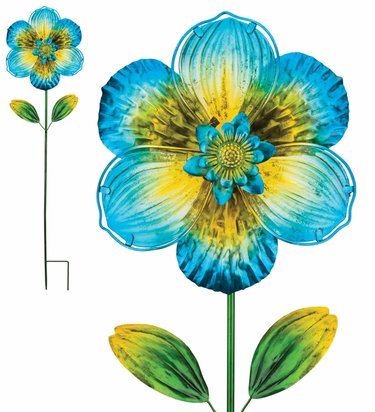 Blue Glass Flower Stake