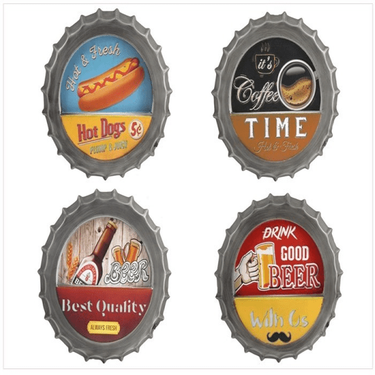 "Vintage Style Bottle Cap" Lighted Wall Signs (Set of 4) only $194.99 ...
