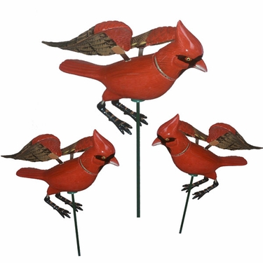 Cardinal Garden Stakes | Bird Yard Stakes | Outdoor Bird Decor