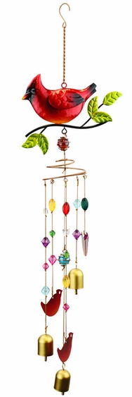 Cardinal Wind Chime Décor with Jewels