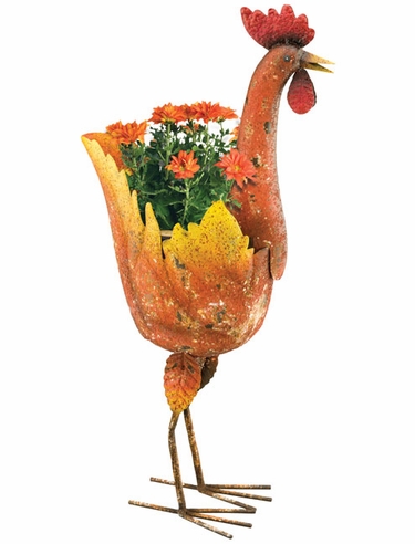 28" Metal Rooster Planter only $59.99 at Garden Fun