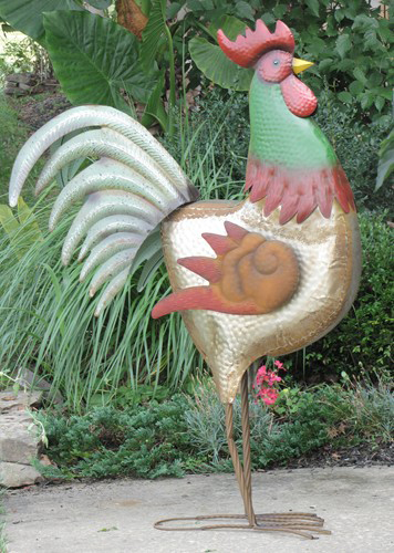 48" Large Iron Garden Rooster - Green only $299.99 at Garden Fun