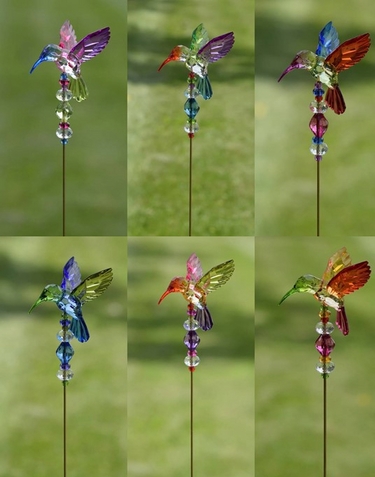 22" Hummingbird 5-Tone Pot Stakes (Set of 6) only $149.95 at Garden Fun