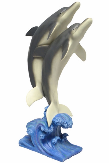 Jumping Dolphin Duo Statue – 20” Hand Sculpted Resin Statuary
