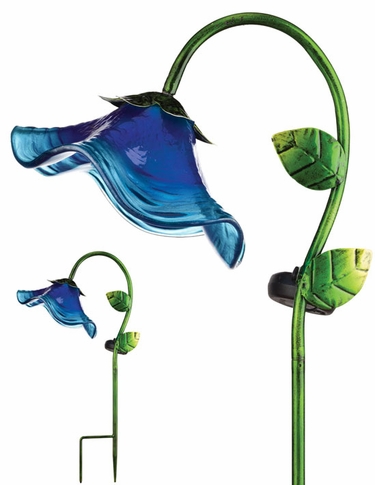 Solar Bell Flower Garden Stake in Blue – GardenFun