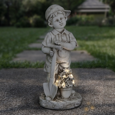 Solar Boy Planting Flowers Garden Statue only $79.95 at Garden Fun