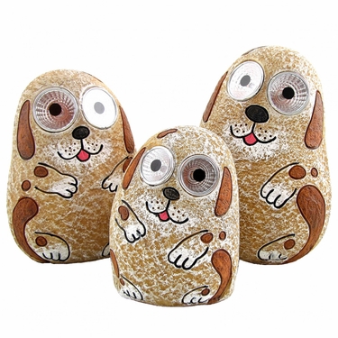 Solar Dogs w/Light Up Eyes (Set of 3) - Peach only $49.99 at Garden Fun