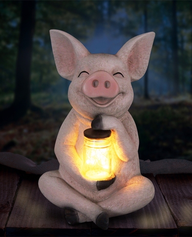 Solar LED Pig w/Jar of Fireflies only $53.99 at Garden Fun