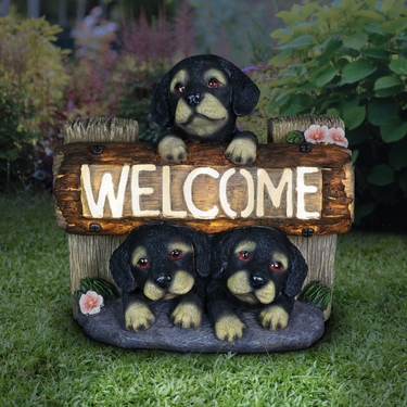 Solar Puppies With Welcome Sign only $59.95 at Garden Fun