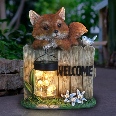 Solar Welcome Fox Holding Jar of Bees only $57.95 at Garden Fun