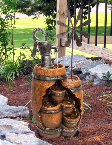 Vintage Barrel Pump Fountain w/Windmill only $499.99 at Garden Fun