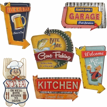 "Vintage Metal Signs"Light up Wall Signs (Set of 6) only $159.99 at ...