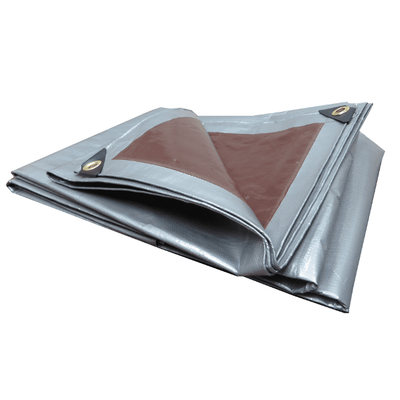 PTM Tarps Super Heavy Duty Silver-Brown Polyethylene Tarp - 10' x 20 ...