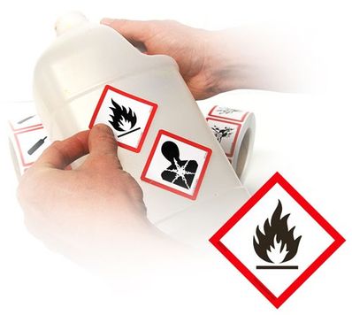 GHS Flame Hazard Pictogram Labels (2" x 2"), 500/roll - GHS1307