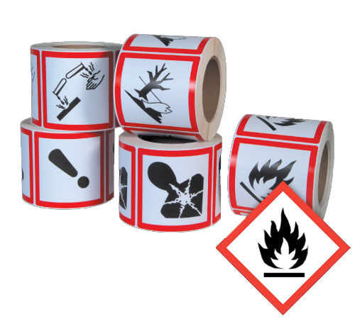 GHS Flame Hazard Pictogram Labels (4" x 4"), 500/roll - GHS1261