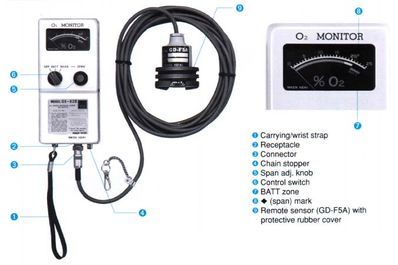 RKI Instruments OX-62B Remote Type Oxygen Detector with Remote Sensor ...