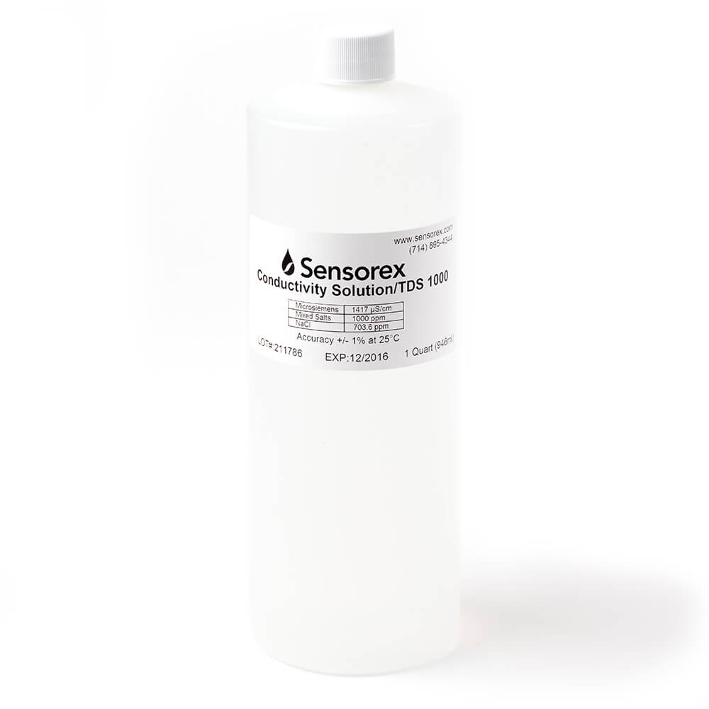 Sensorex Conductivity Solution, 1000ppm/1417uS, 1Qt - TDS1000