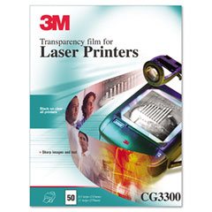3M Black & White Laser Printer Transparency Film, Clear,