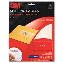 3M Permanent Adhesive Clear Laser Mailing Labels, 2 x 4,