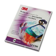 3M Write-On Transparency Film, Letter, Clear, 100/Box MM