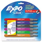 EXPO® Click Dry Erase Markers, Fine Tip, Assorted, 6 per