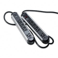 Fellowes® Split Metal Surge Protector w/2 Outlet Strips,
