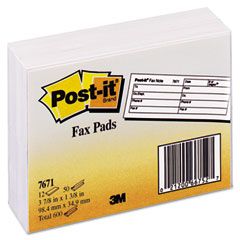 Post-it® Fax Transmittal Notes,1-1/2 x 4, White, 4 50-Sh