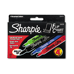 Sharpie® Flip Chart Markers, Bullet Tip, Four Colors, 4/