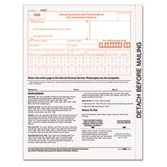 TOPS® 1096 IRS Approved Tax Forms, 8 x 11, 50 Forms, 4/B