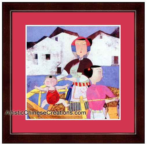 Chinese Framed Art - Woman #17, Framed Oriental Art, Asian Framed Art