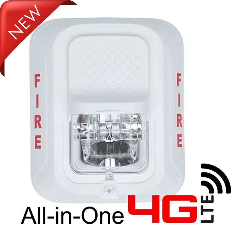 4G LTE All-in-One Battery Powered Fire Alarm Strobe Light Spy Camera