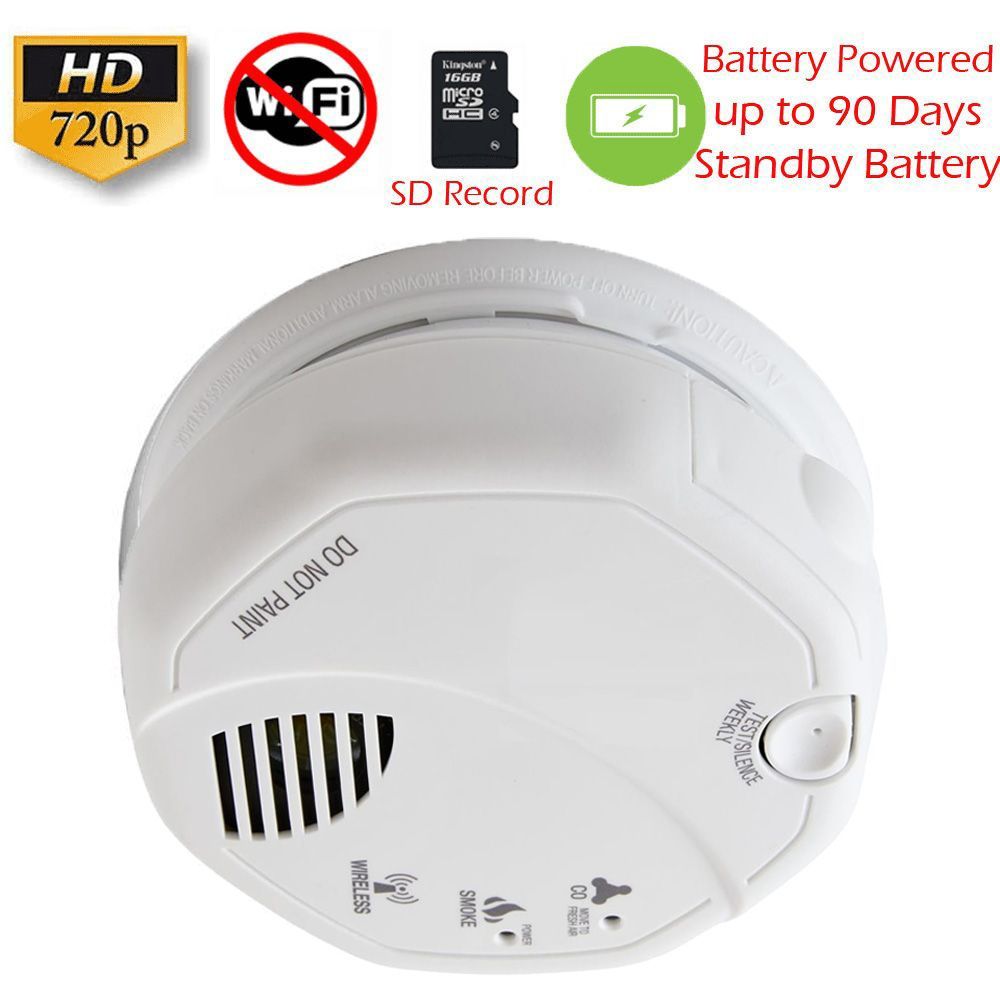 Battery Powered SecureGuard Smoke Detector Spy Camera (up to 90 Days ...