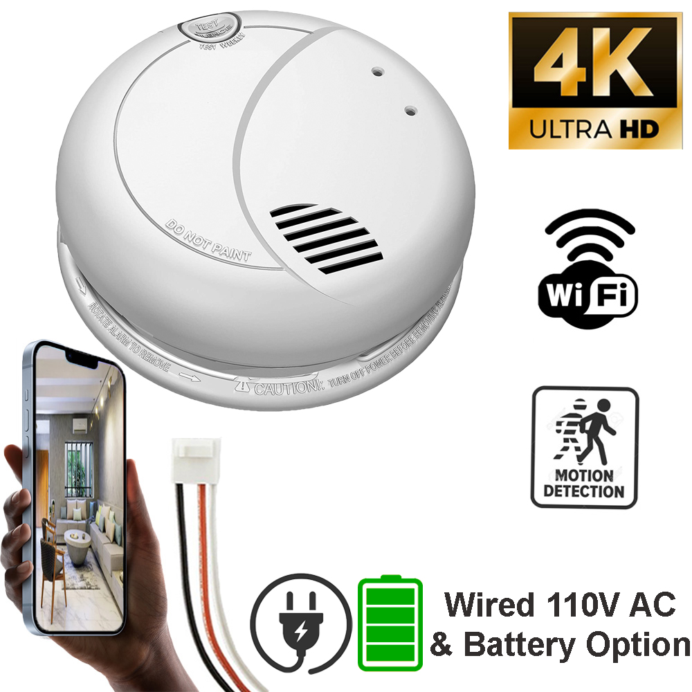 SecureGuard 4K HD Smoke Detector Wi-Fi Camera Wi-Fi Fire Alarm Spy ...