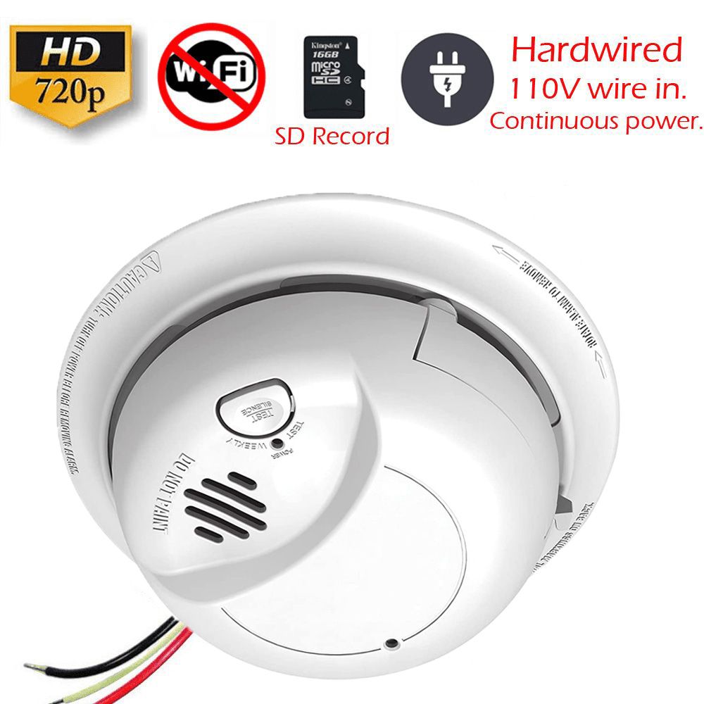 SecureGuard AC Hardwired Smoke Detector Spy Camera (SD / Non-Wi-Fi ...