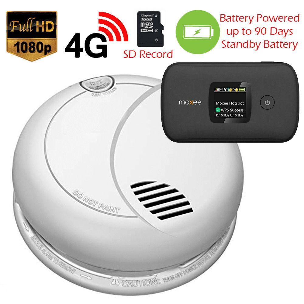 SecureGuard HD Wireless 4G Smoke Detector Spy Camera
