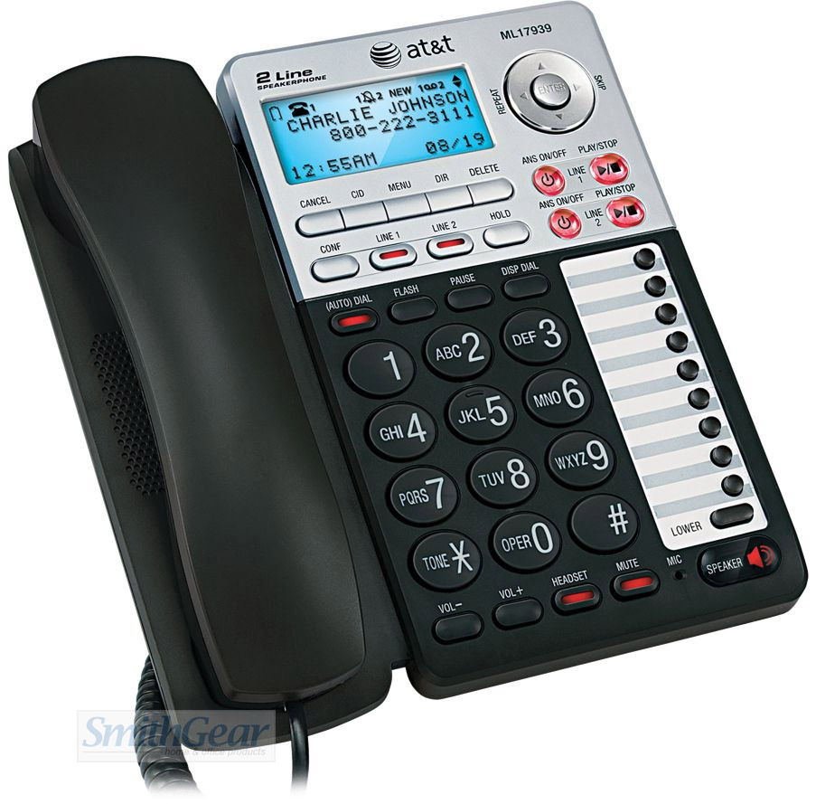 AT&T ML17939 2-line Corded Phone w/Answering System/Caller ID