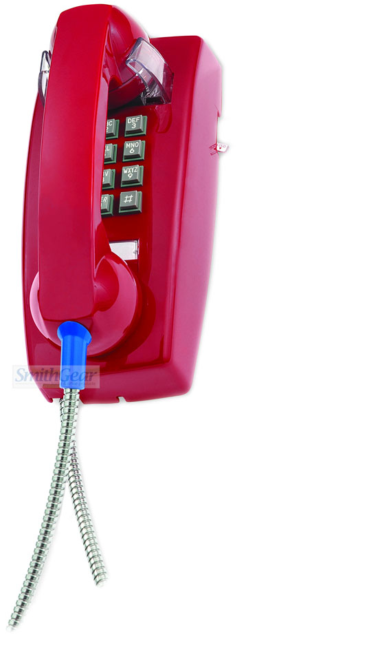 Cortelco 2554 RED Wall Phone with ARMOURED CORD