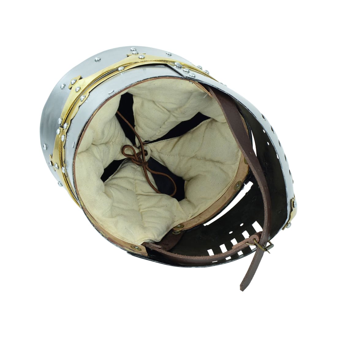 13th Century Great Pot Helm with Brass Crown and Cross