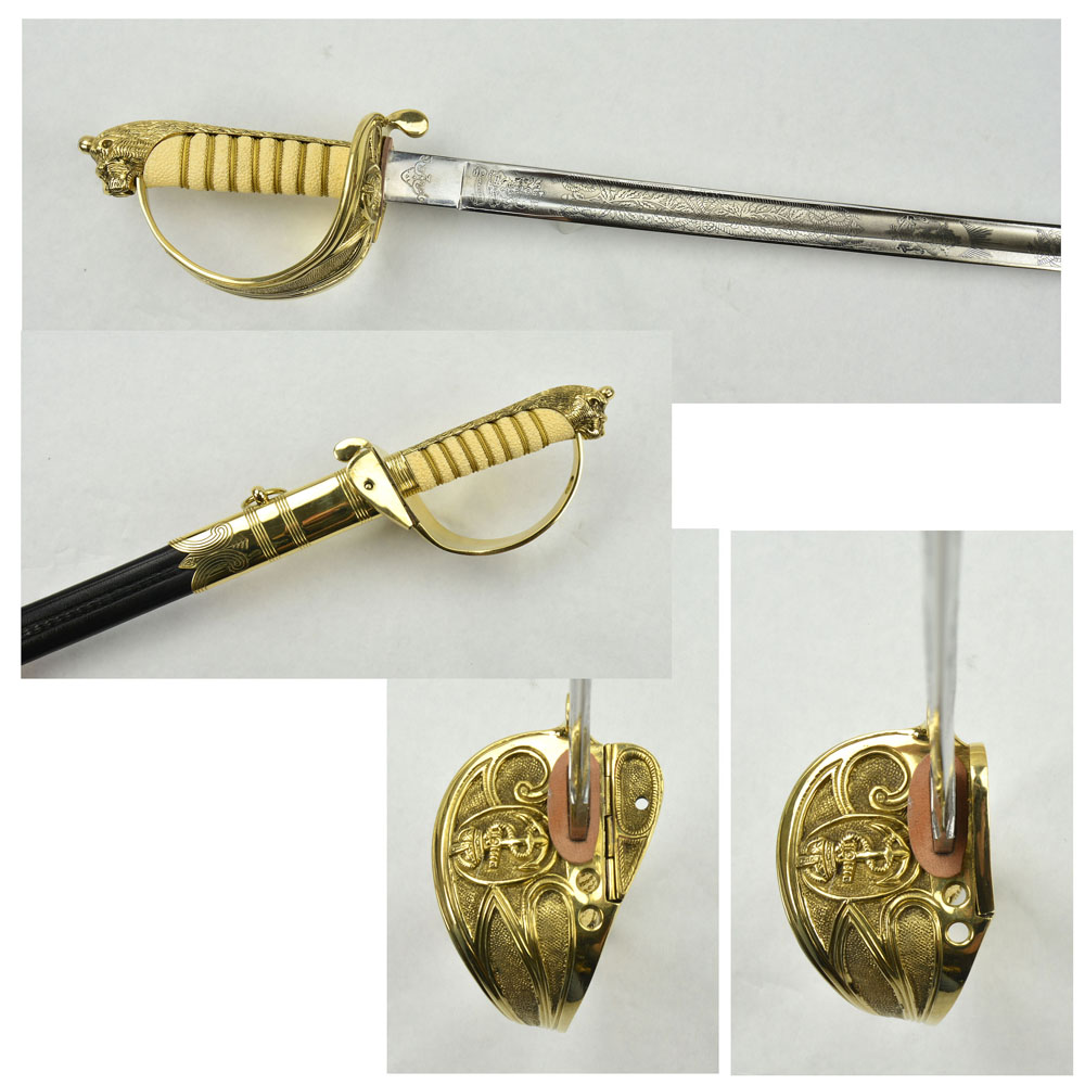 British Royal Navy Dress Saber with white faux rayskin grip USS129B