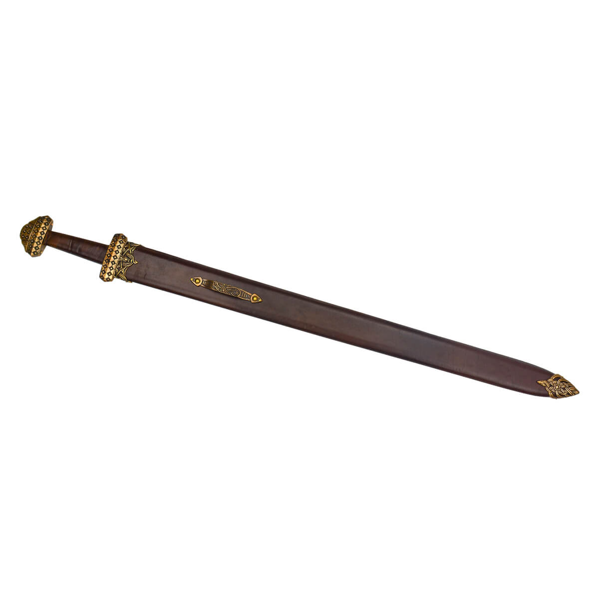 Bronze Hilt Viking Sword with Leather Wrapped Grip
