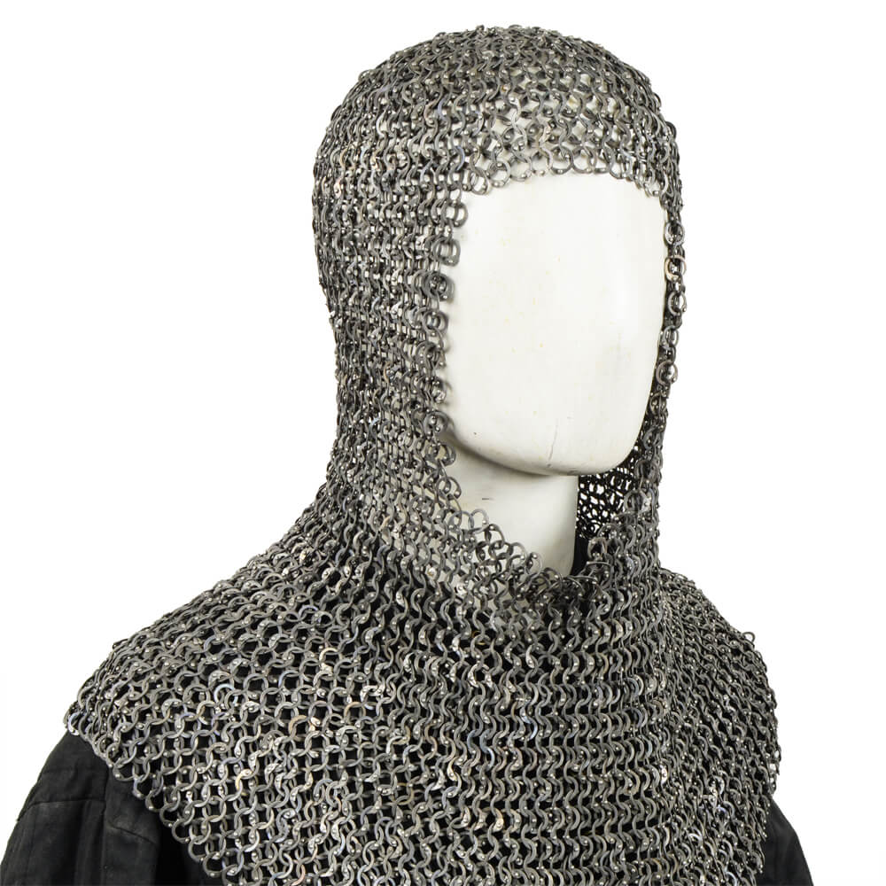 Chainmail Coif - Dome Riveted Titanium Flat Rings SNC374N - Chainmail A