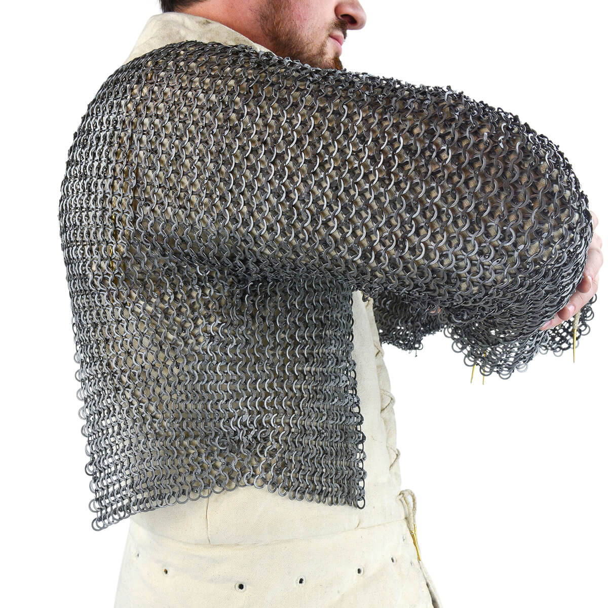 Chainmail Half Hauberk - Alternating Dome Riveted Flat Rings