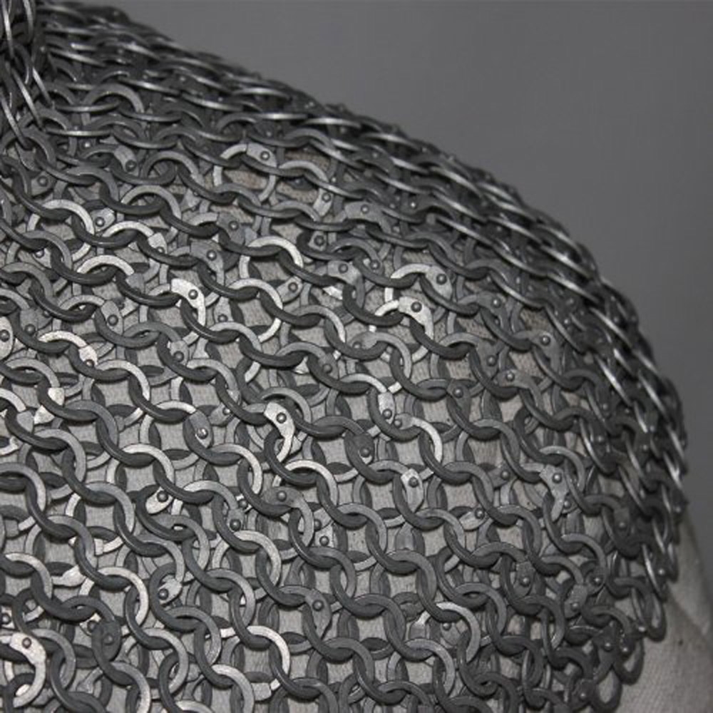 Medieval Knight Flat Ring Rivet Chain Mail Coif 5F1-IN373 - Medieval Ch
