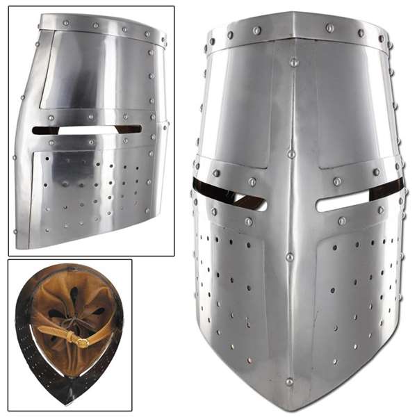 Middle Ages Great Helm Iron Cross Armor Helmet 5H3-IN2252 - Medieval He