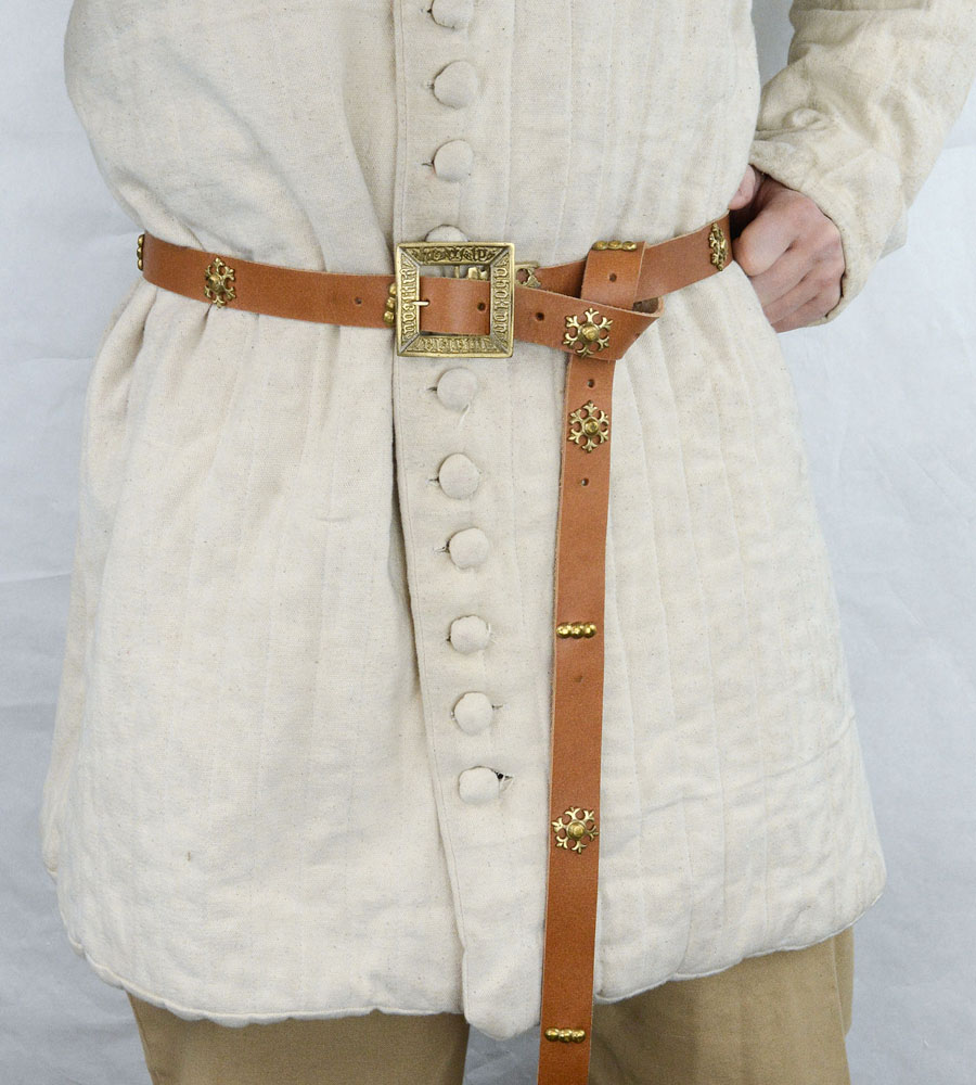 Knightly Medieval Belt with Brass Rosettes - Tan KW-LB25269