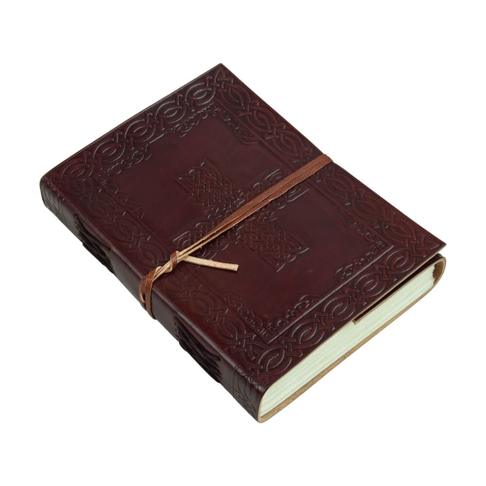 Leather-Bound Celtic Cross Journal LB25122 - Diaries and Journals